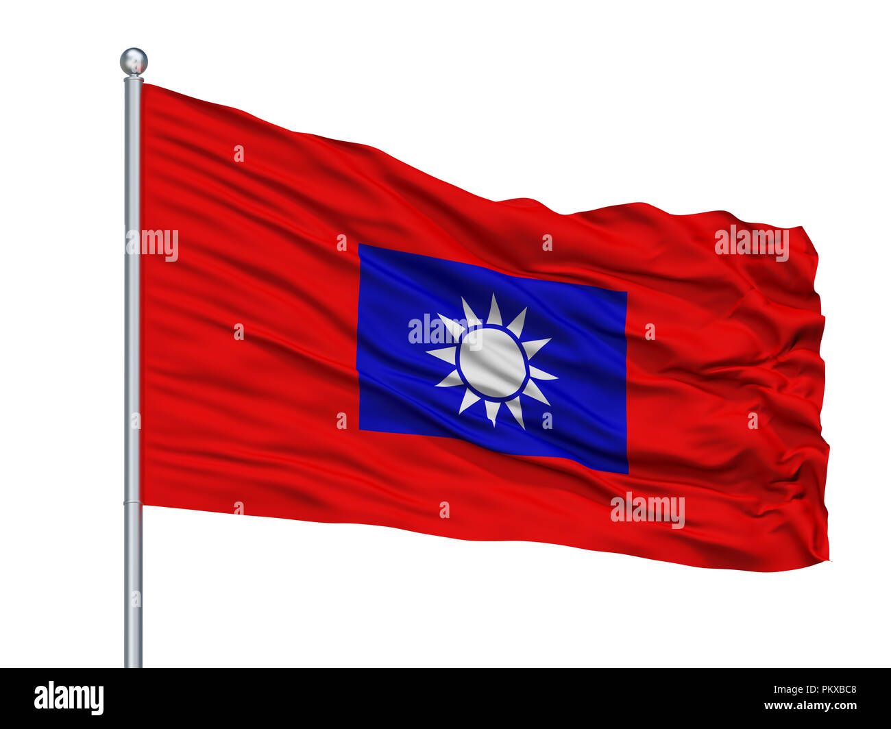 Republic Of China Army Flag On Flagpole, Isolated On White Background ...