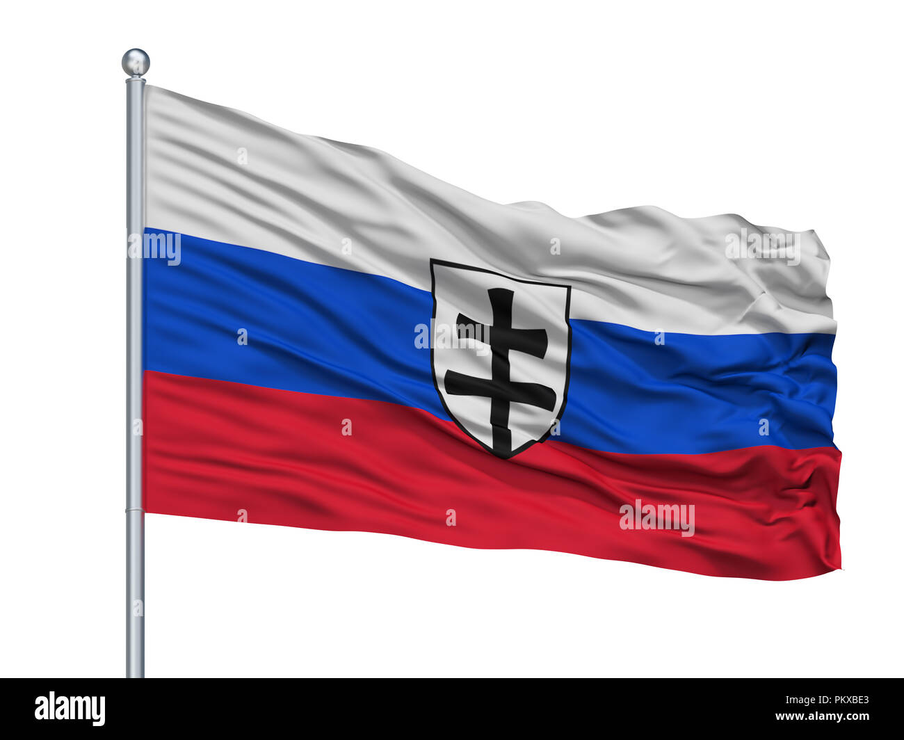 War Ensign Of The First Slovak Republic Flag On Flagpole, Isolated On ...