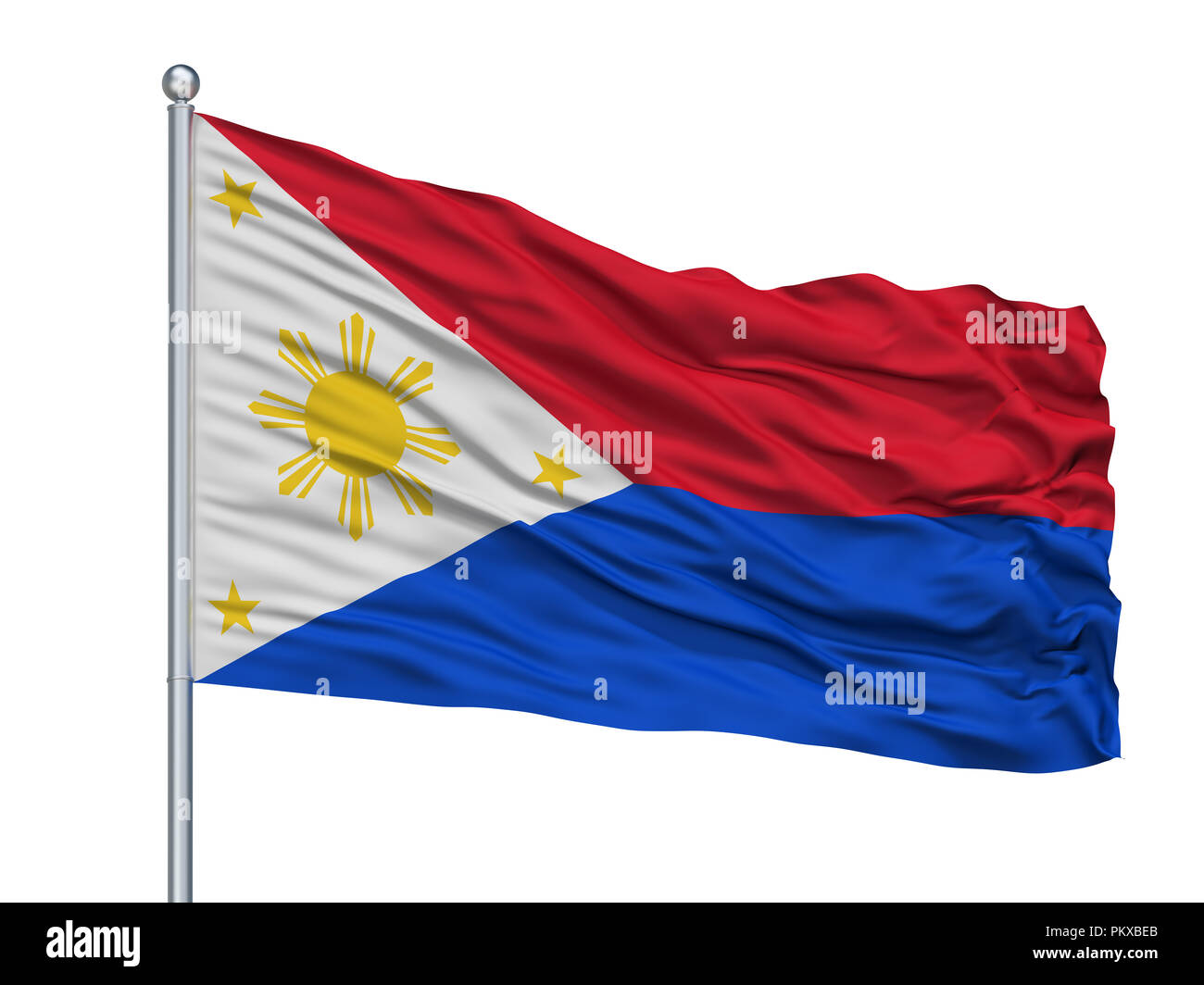 Philippines War Flag On Flagpole, Isolated On White Background, 3D ...
