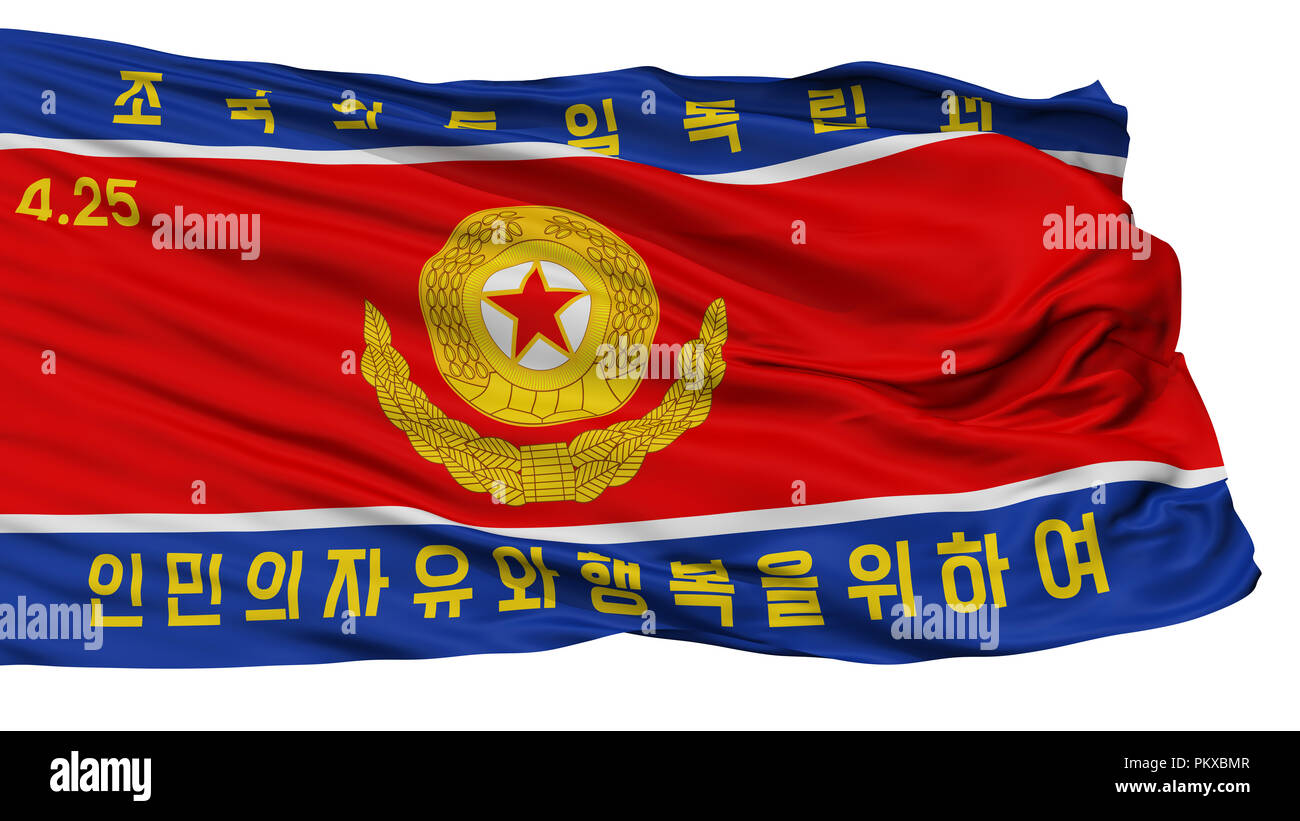 Korean Peoples Army Ground Force Flag, Isolated On White Background, 3D ...