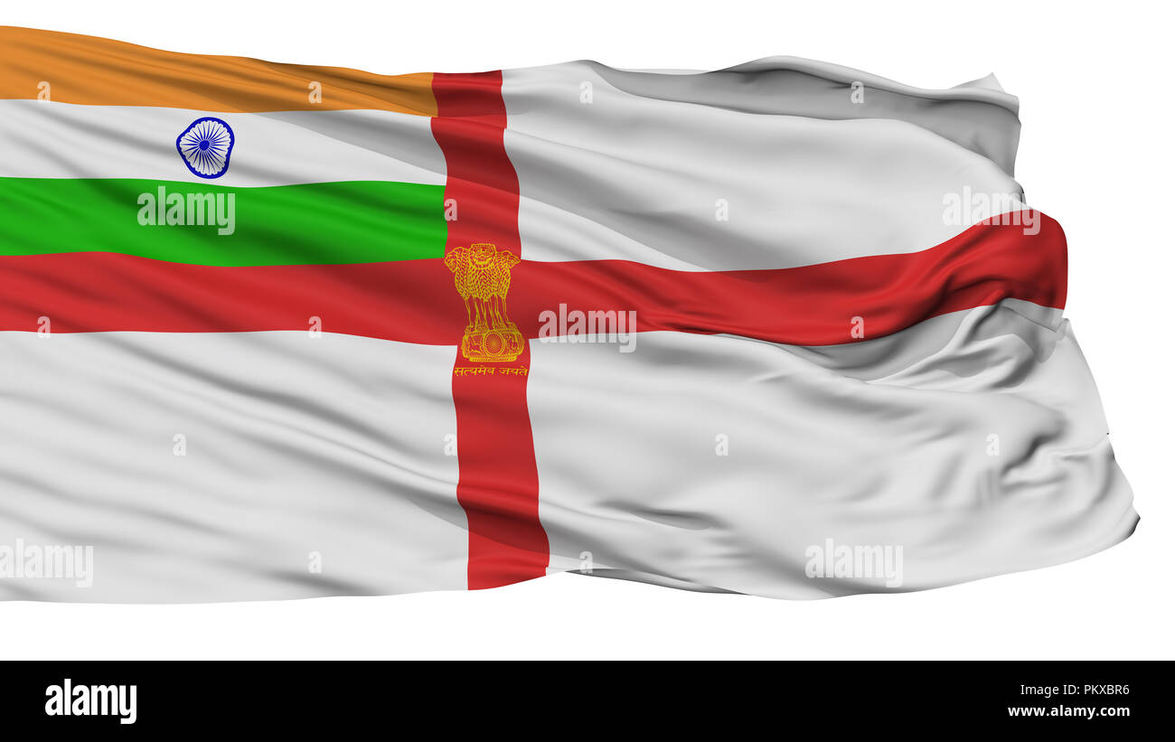 India Naval Ensign Flag, Isolated On White Background, 3D Rendering ...