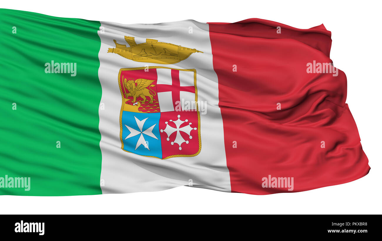 Italy Naval Ensign Flag, Isolated On White Background, 3D Rendering ...