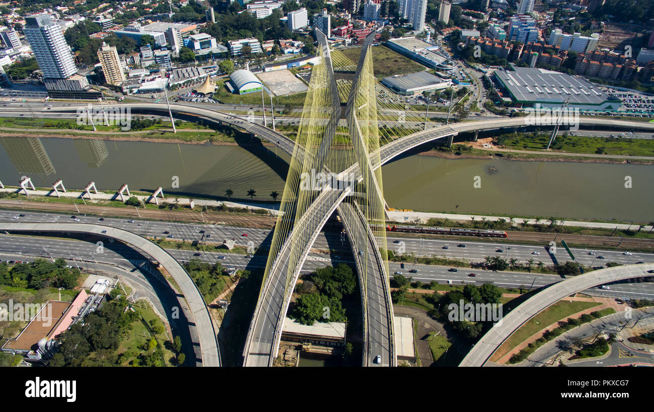 Cable-stayed bridge in the world, Sao Paulo Brazil, South America Stock ...