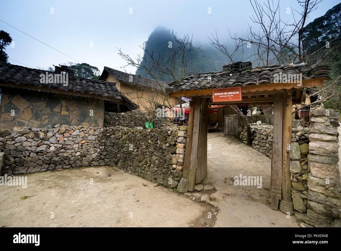 Beautiful view of a small village of ethnic minority people in the Ha ...