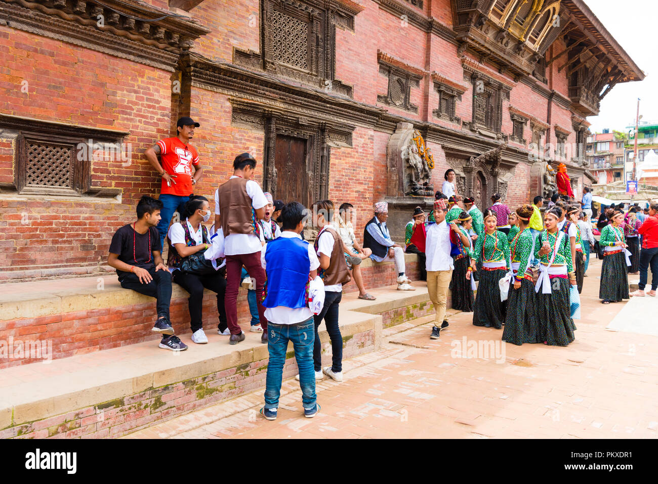 Patan, Lalitpur, Nepal - July 17, 2018 : Group of dancers wearing ...