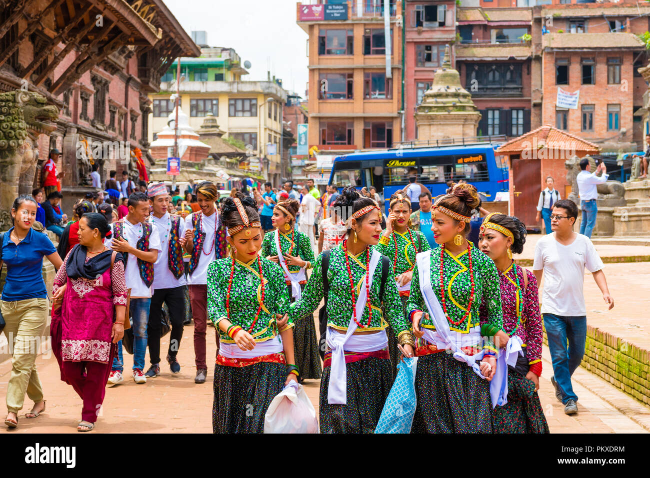 Patan, Lalitpur, Nepal - July 17, 2018 : Group of dancers wearing ...