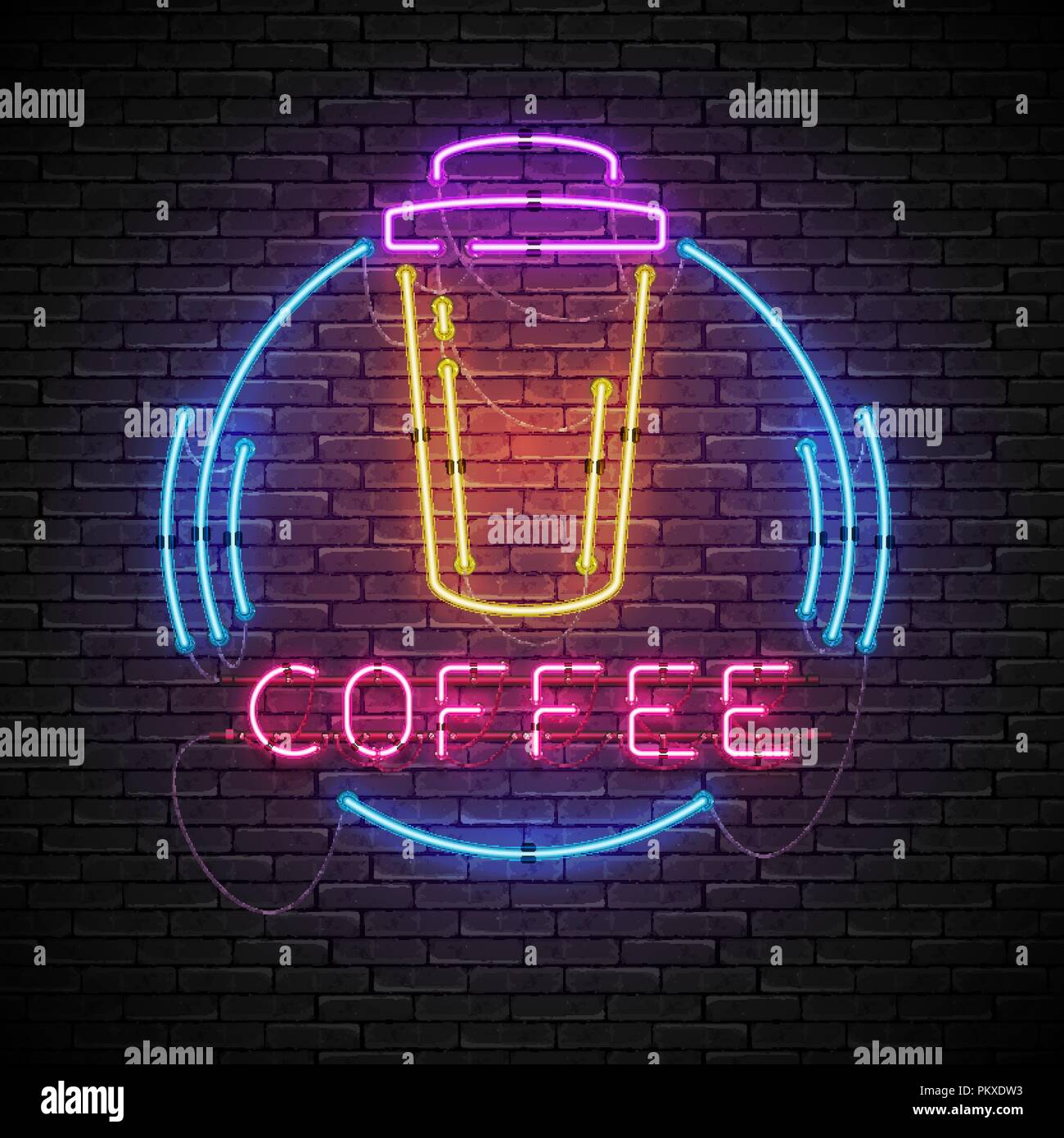 Neon sign advertisement in shop Stock Vector Images - Alamy