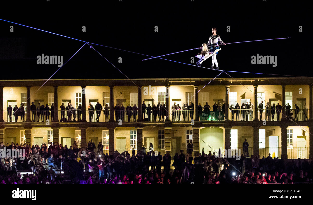 Chris Bullzini recreates a high wire performance from 1861 when the ...