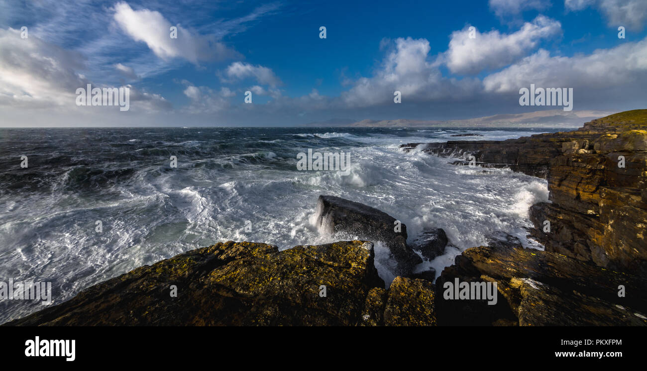 Ocean waves and sky with clouds Stock Photo - Alamy
