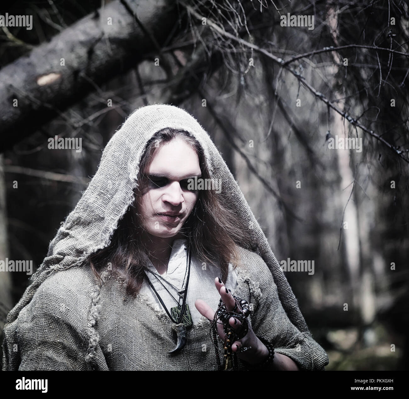 Fairy magician. A sorcerer with a glass sphere, a magical spell Stock ...