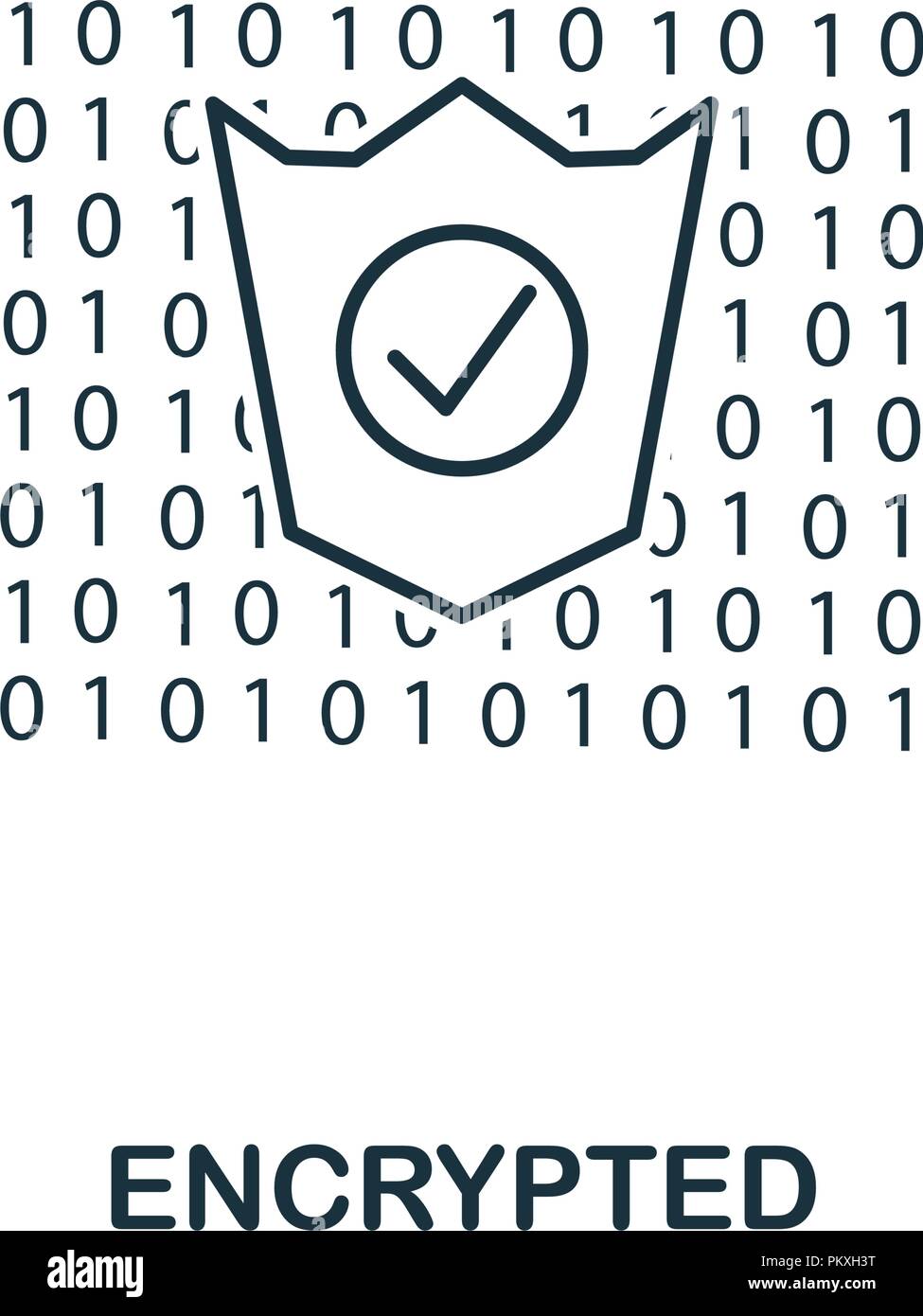 Encrypted Outline Icon Monochrome Style Design From Crypto Currency Collection Ui Pixel