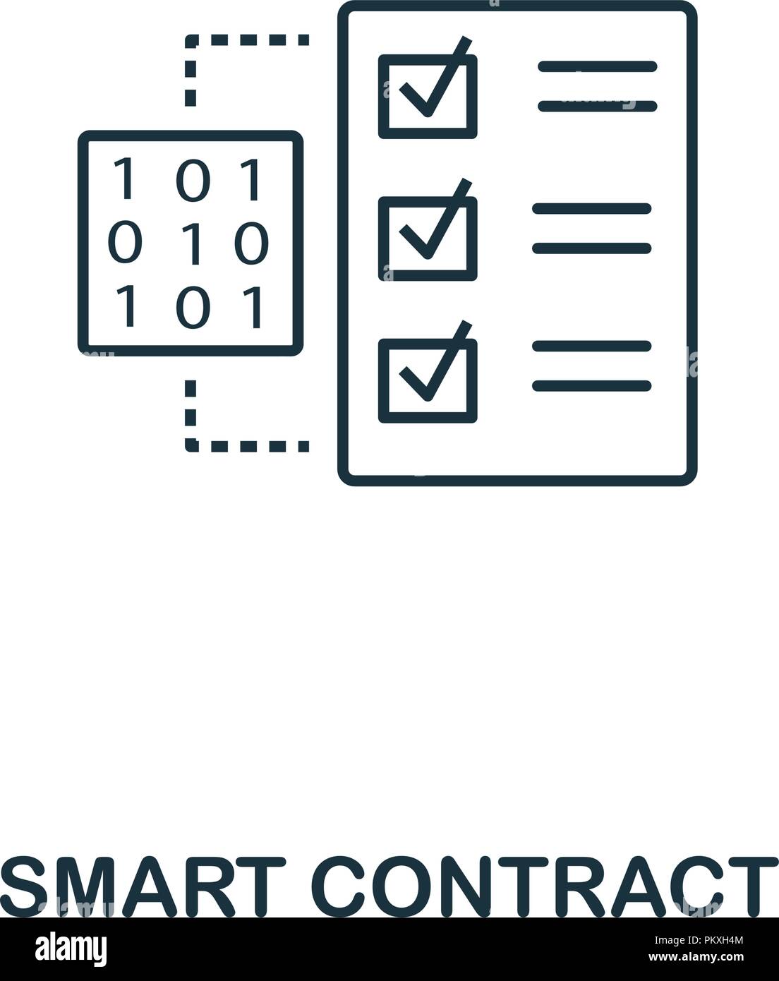 Smart Contract Outline Icon Monochrome Style Design From Crypto Currency Collection Ui Pixel