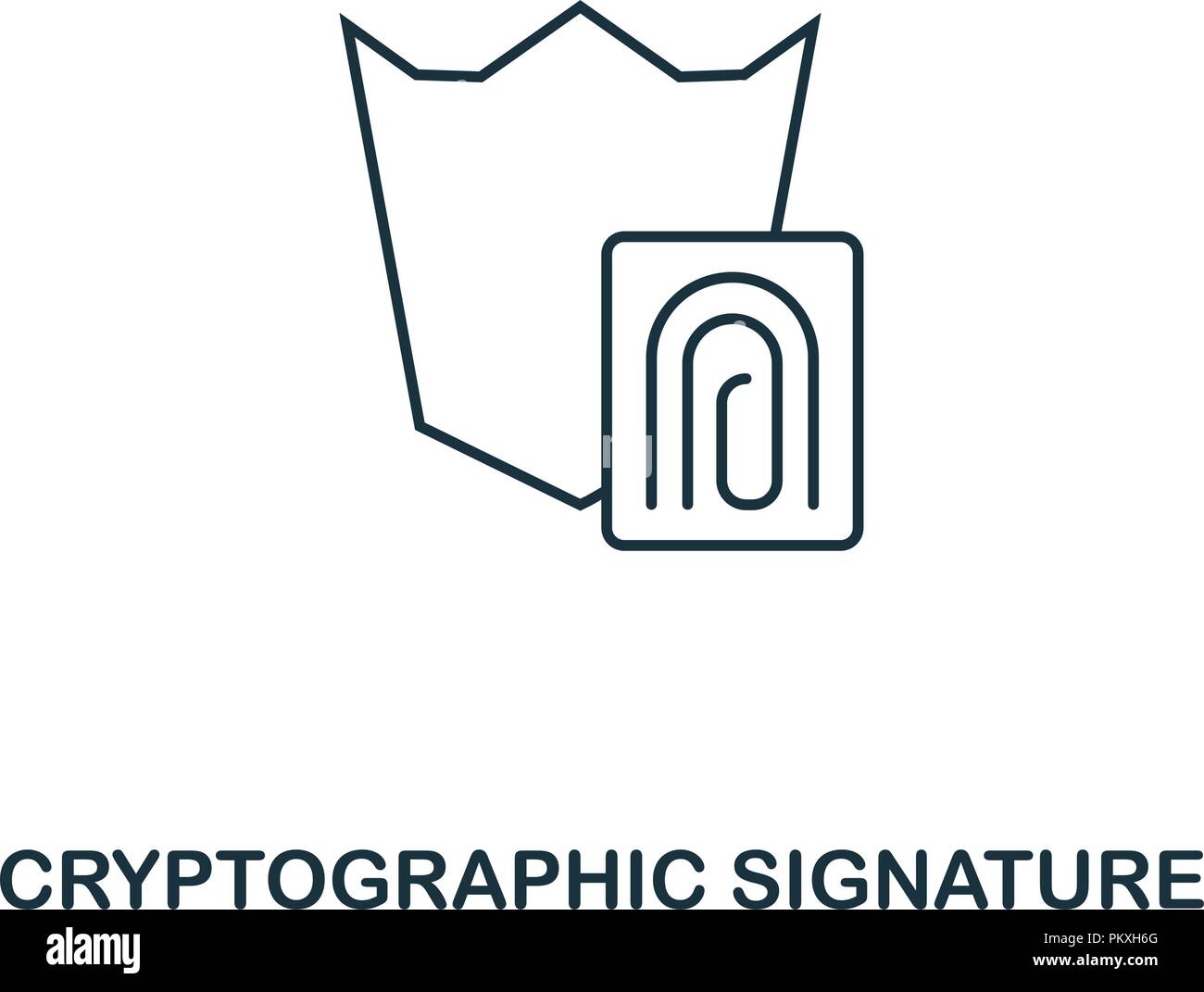 Cryptographic Signature outline icon. Monochrome style design from ... Cryptographic Signature outline icon. Monochrome style design from ...