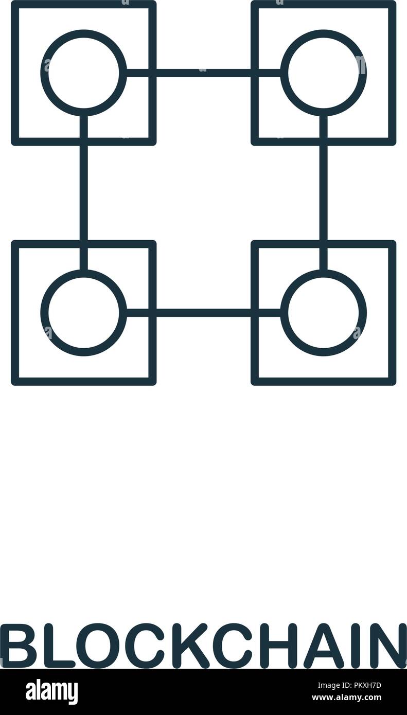 Blockchain outline icon. Monochrome style design from crypto currency ...
