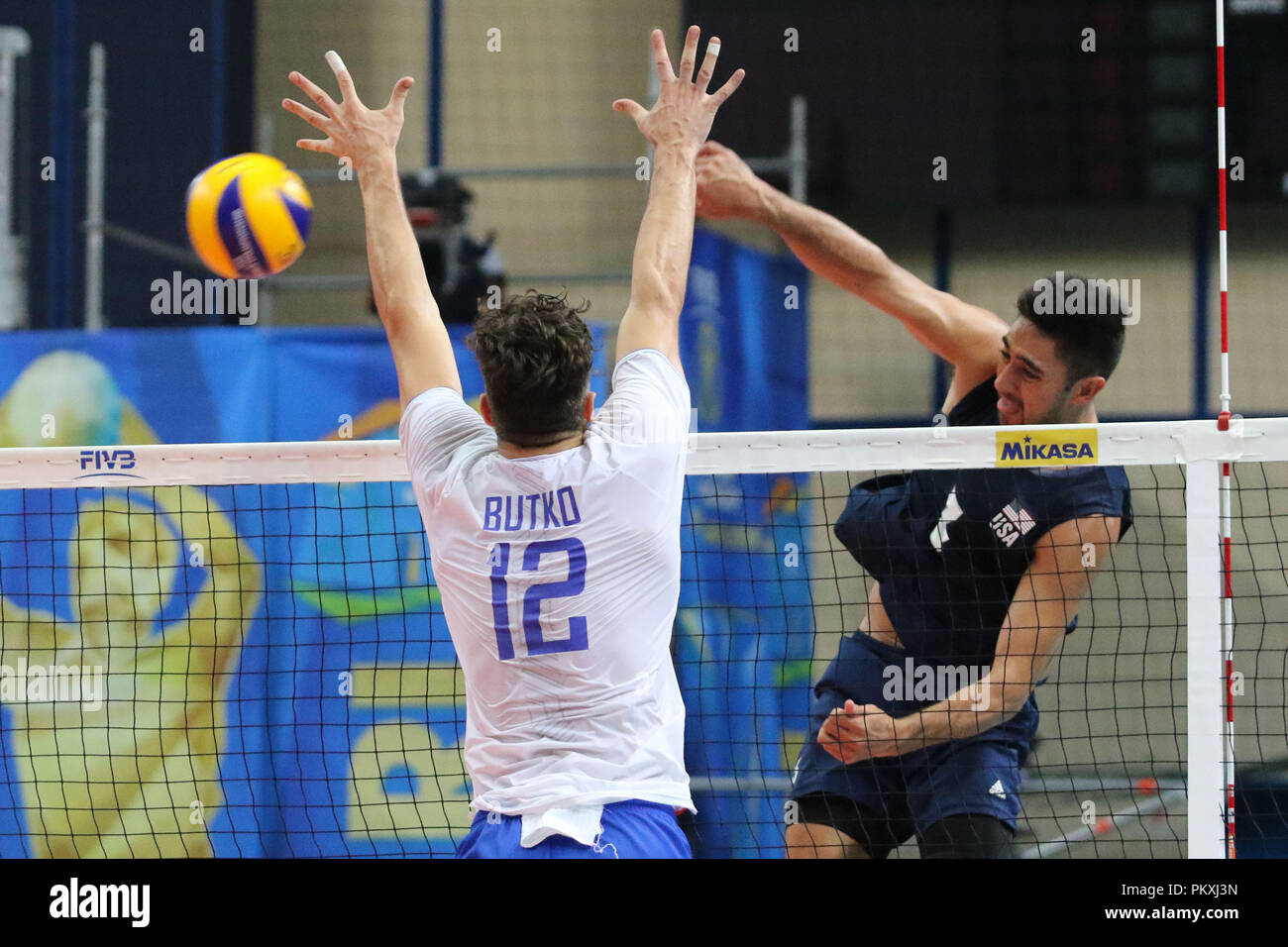 Bari, Italy. 15th September 2018: Sander in action during pool C match ...