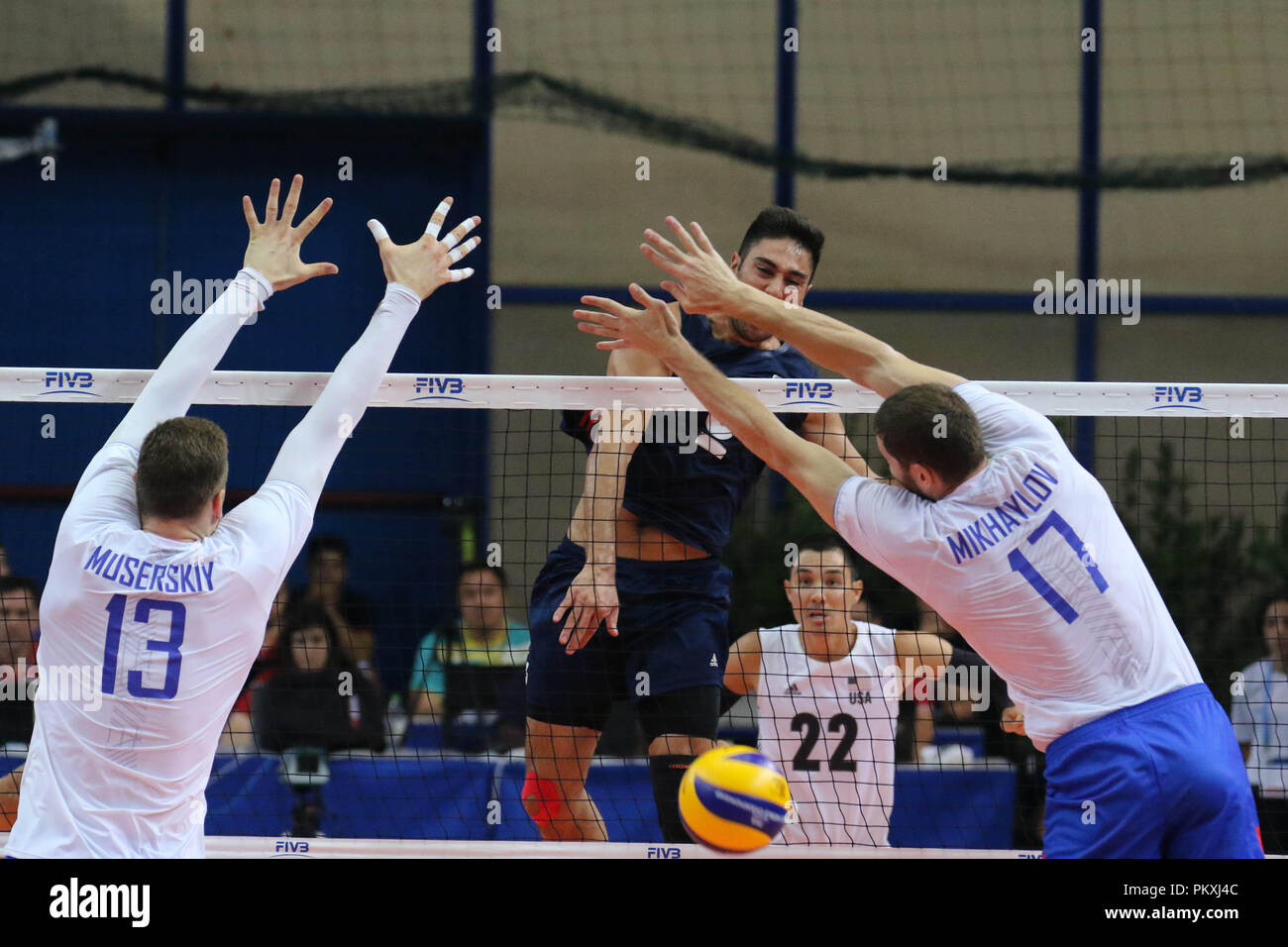 Bari, Italy. 15th September 2018: Sander in action during pool C match ...