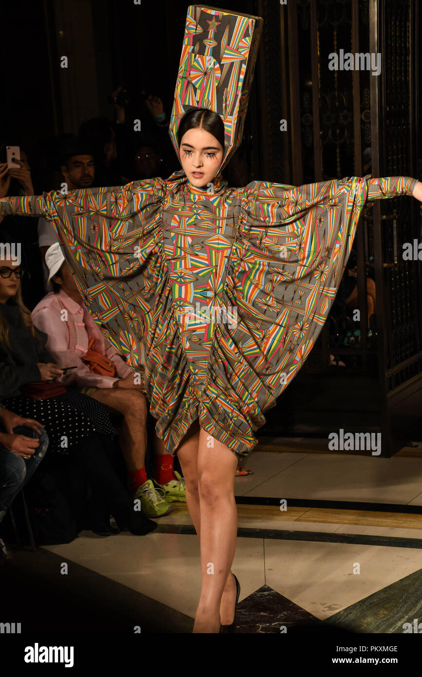 London, UK. 14th Sept 2018. Designer Pam Hogg showcases is latest ...