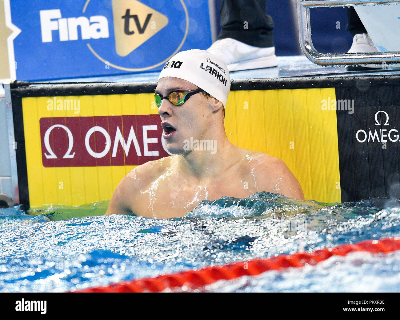Doha, Qatar. 15th Sep, 2018. Mitchell Larkin of Australia reacts after ...