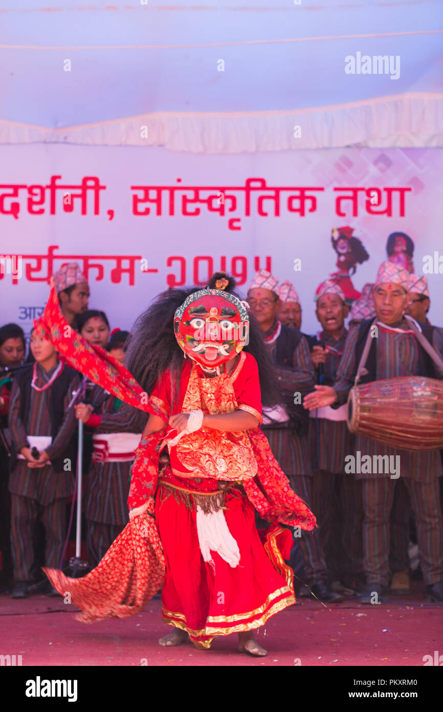 Kathmandu,Nepal - Sep 15,2018: Lakhe Dancer Performing according to ...