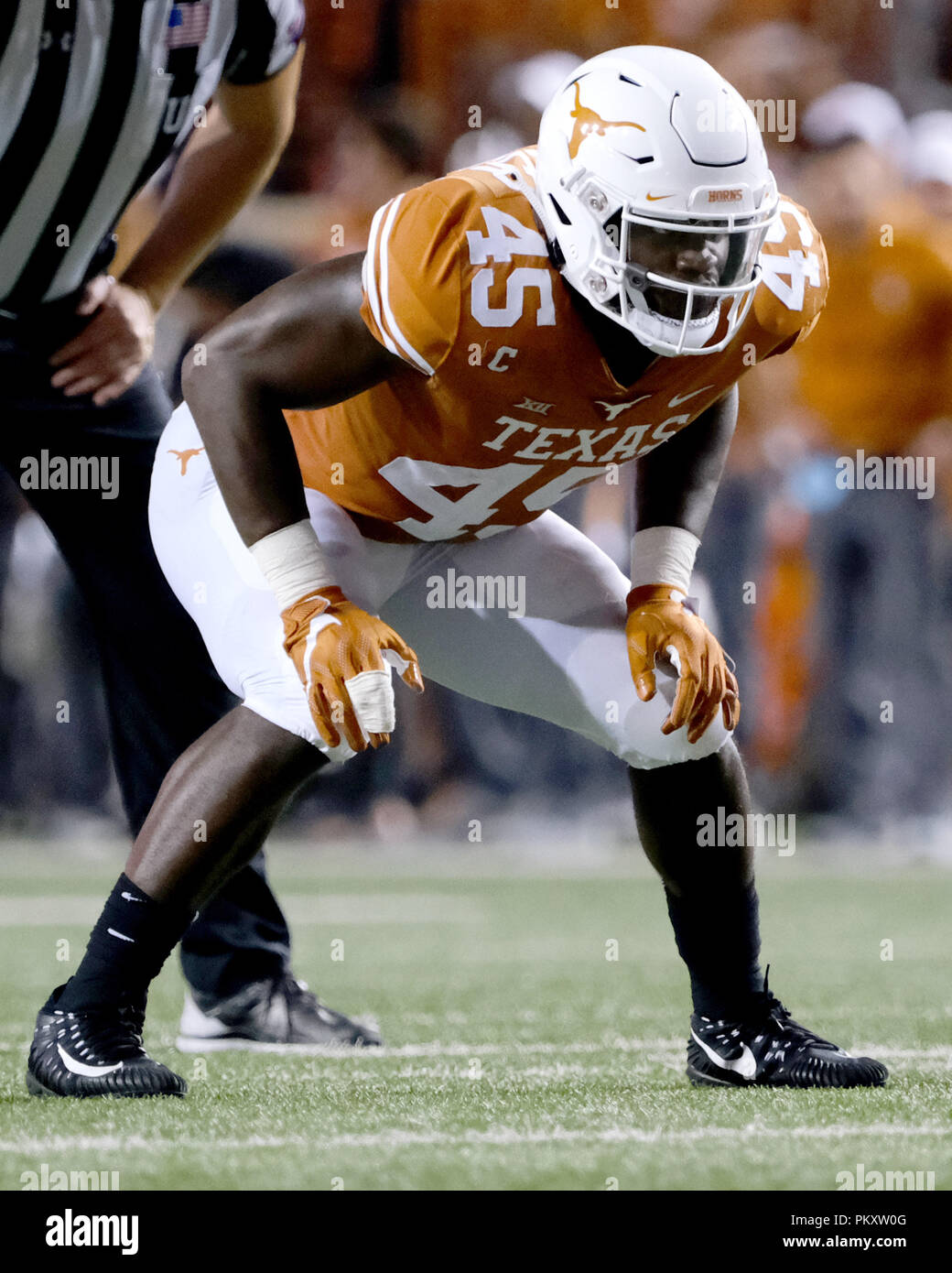 Texas, USA. Sept 15, 2018. Anthony Wheeler #45 of the Texas Longhorns ...