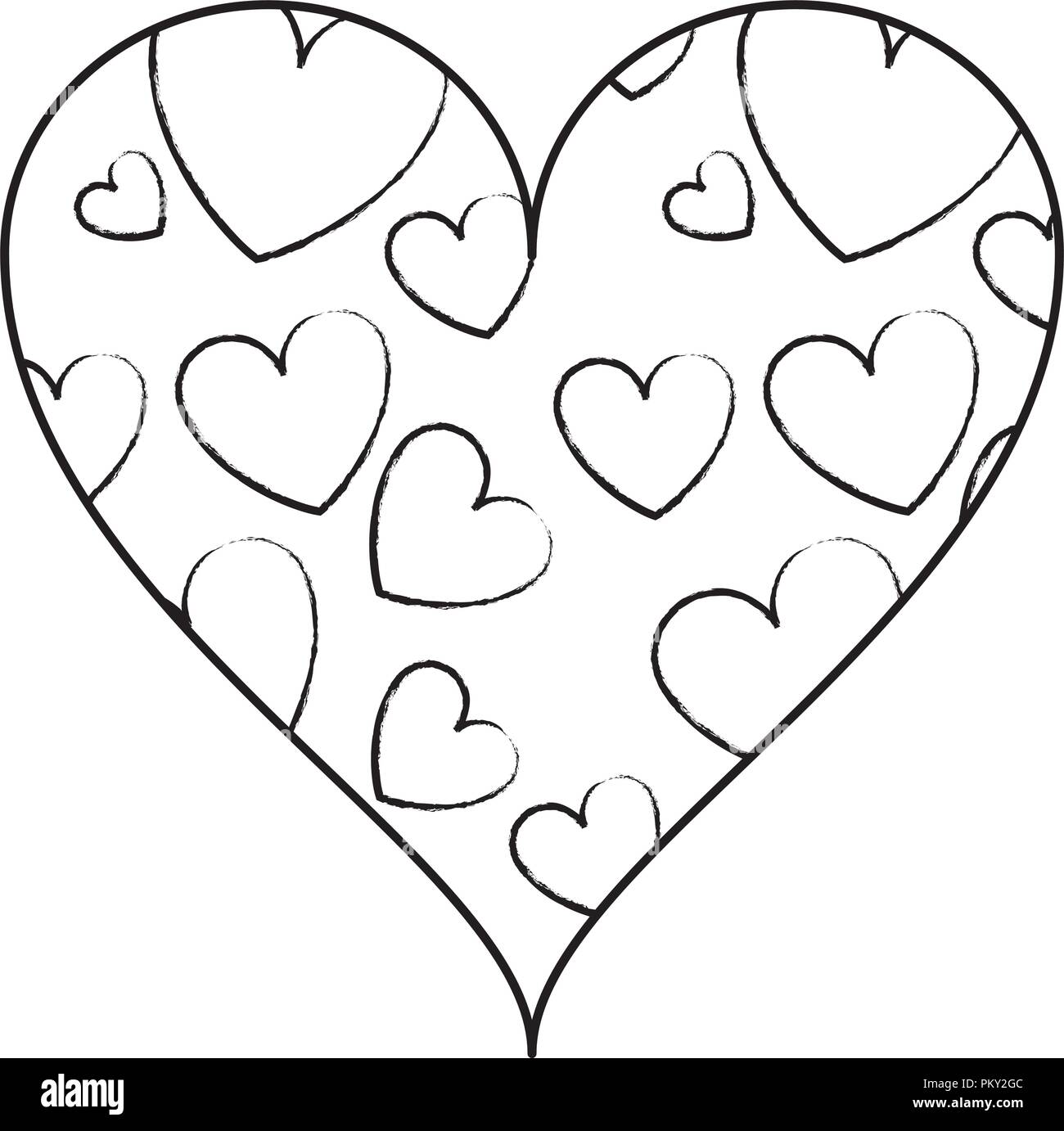Hearts inside heart frame sketch Stock Vector Image & Art - Alamy