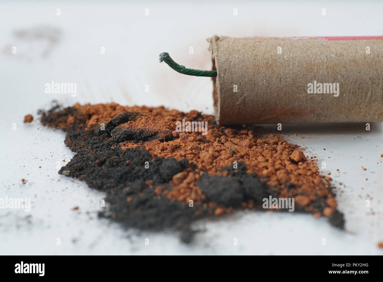 Contents of a fireworks body with disguise and black powder Stock Photo ...