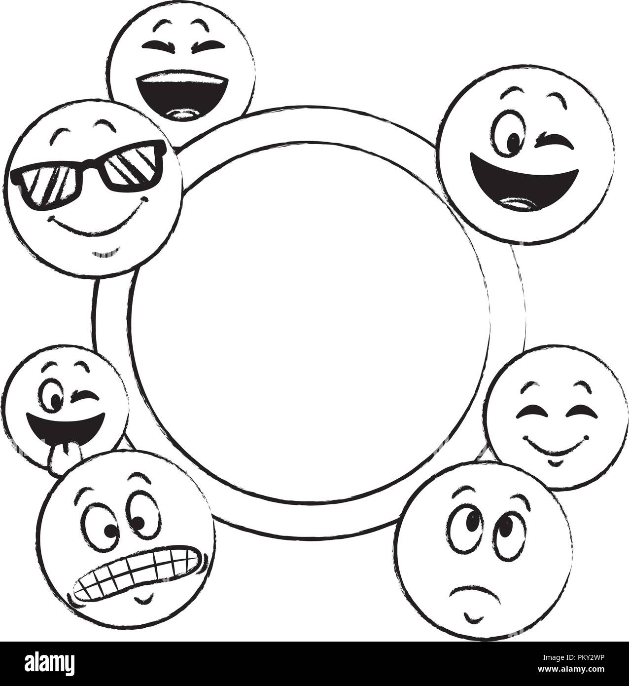 Emoticons frame concept sketch Stock Vector Image & Art - Alamy