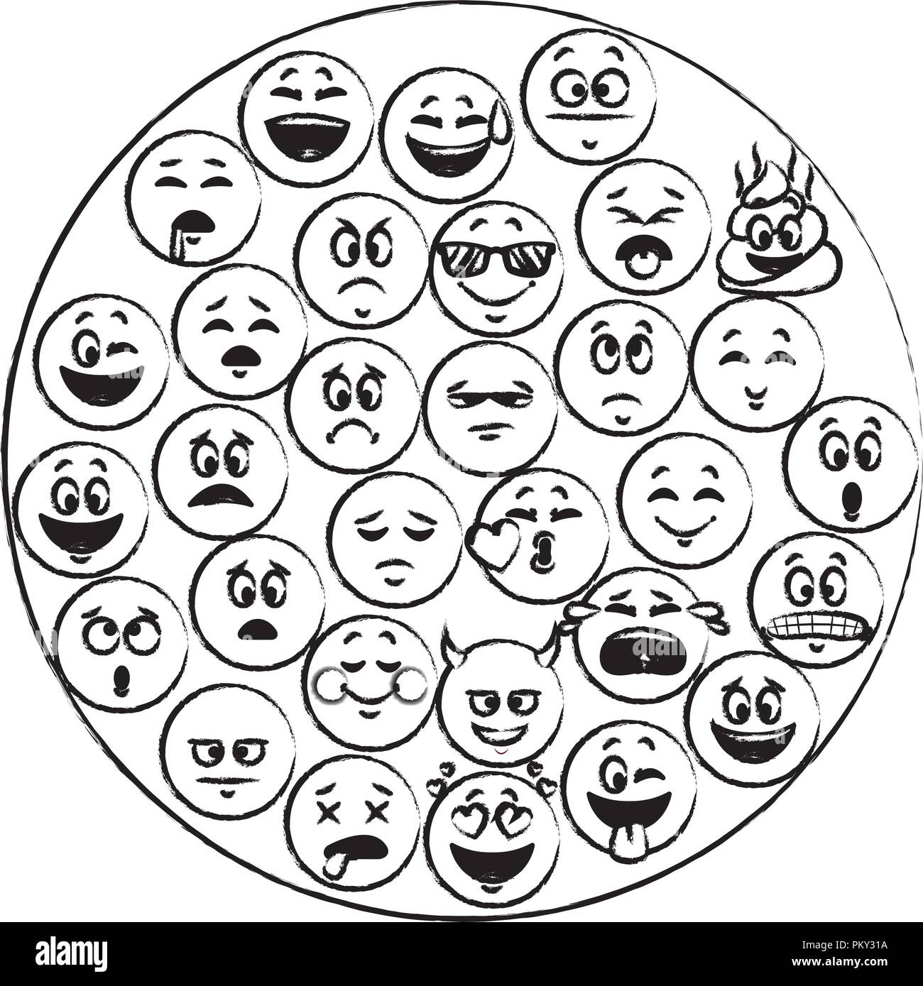 Set of chat emoticons sketch Stock Vector Image & Art - Alamy
