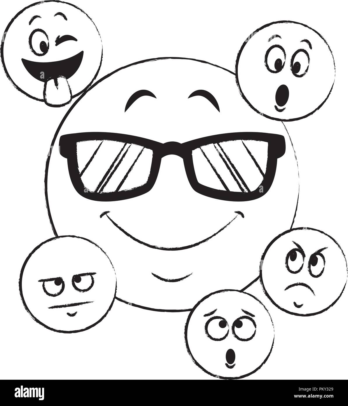 Set of chat emoticons sketch Stock Vector Image & Art - Alamy