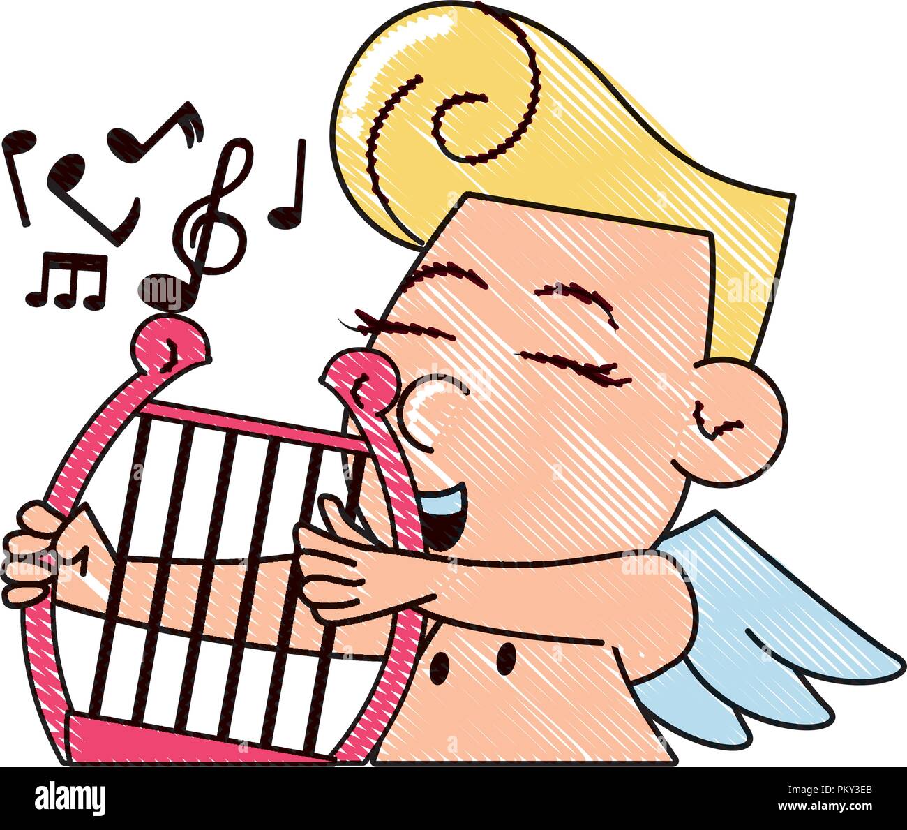 Cupid with harp scribble Stock Vector Image & Art - Alamy