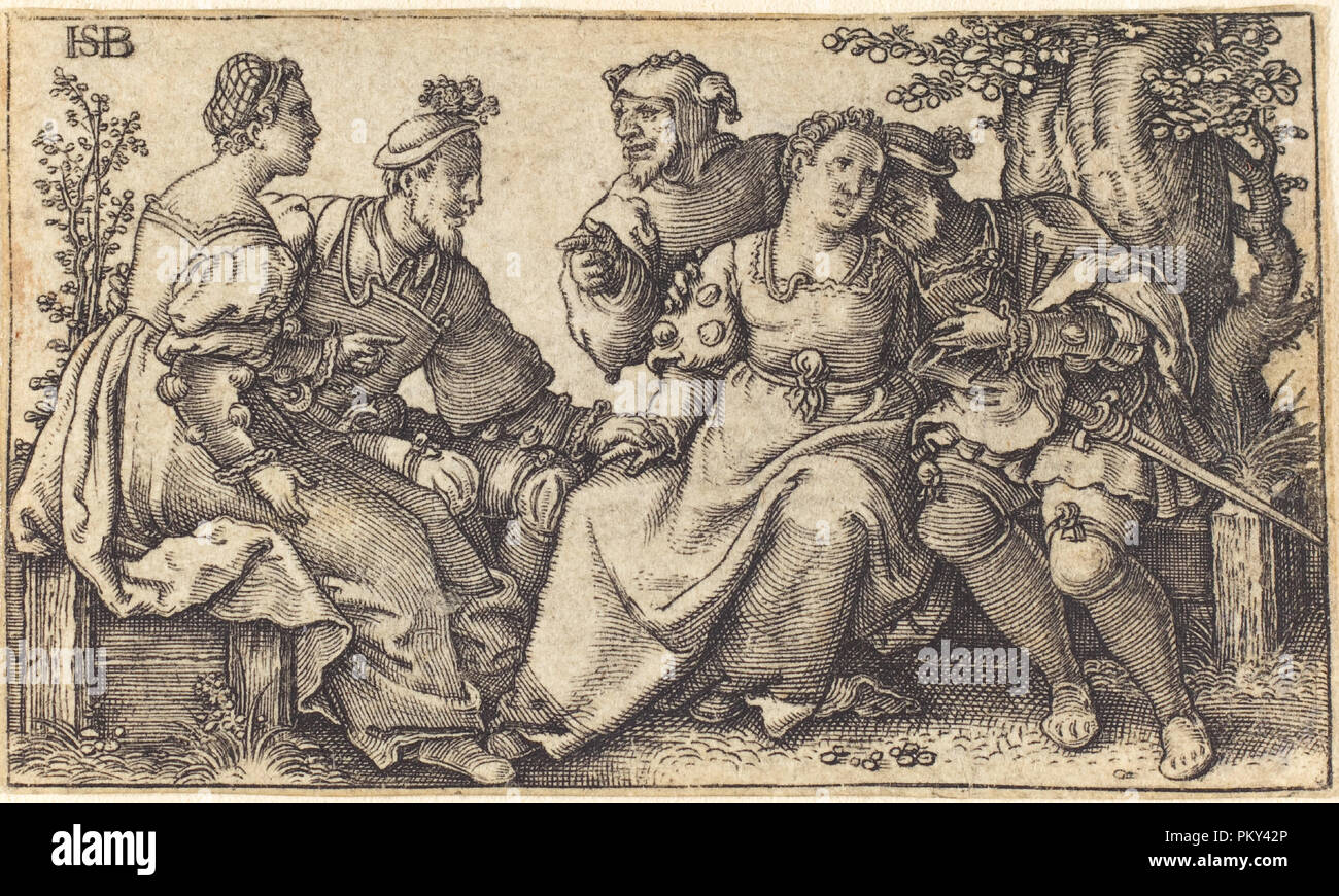 Two Loving Pairs with Clown. Medium: engraving. Museum: National ...