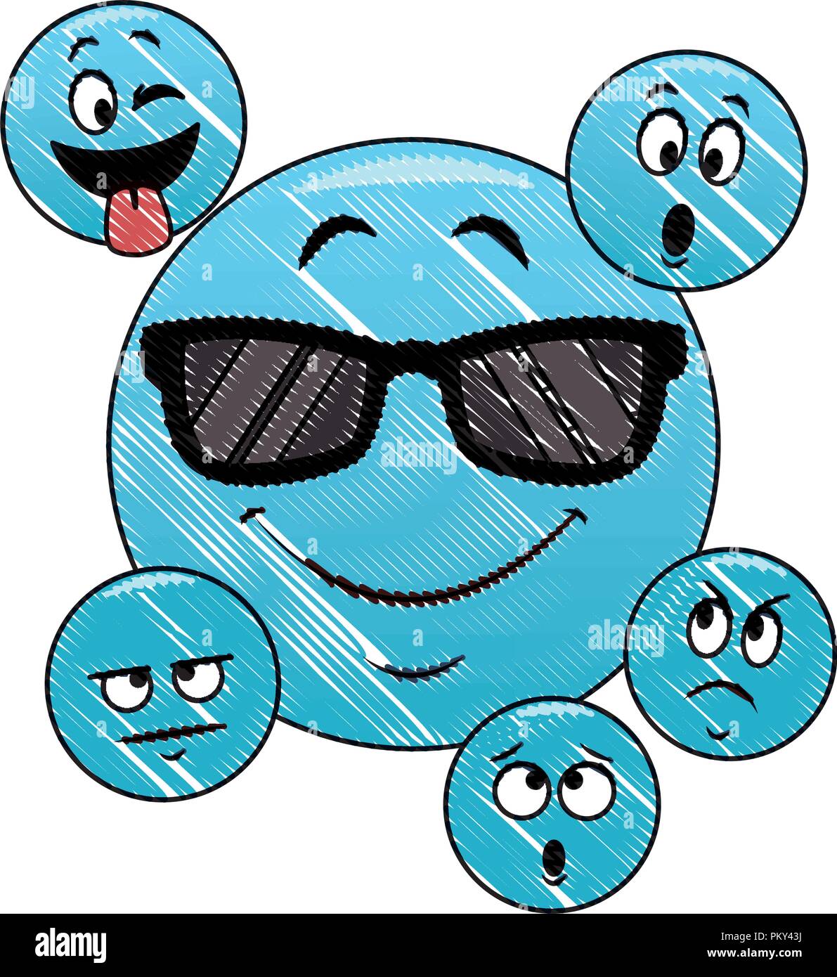 Set of chat emoticons scribble Stock Vector Image & Art - Alamy