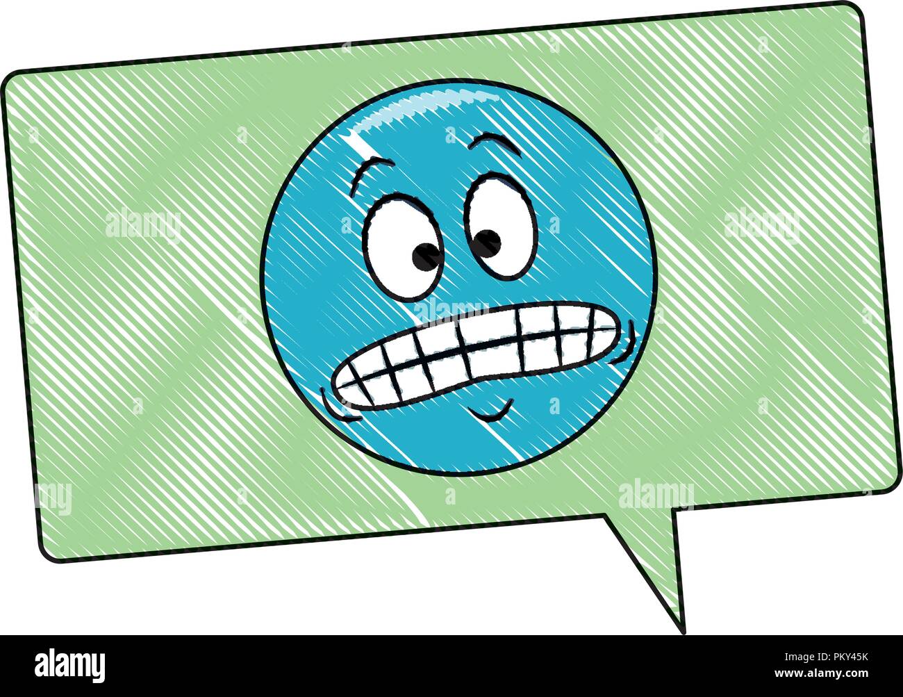 Forced smile emoticon in bubble scribble Stock Vector Image & Art - Alamy