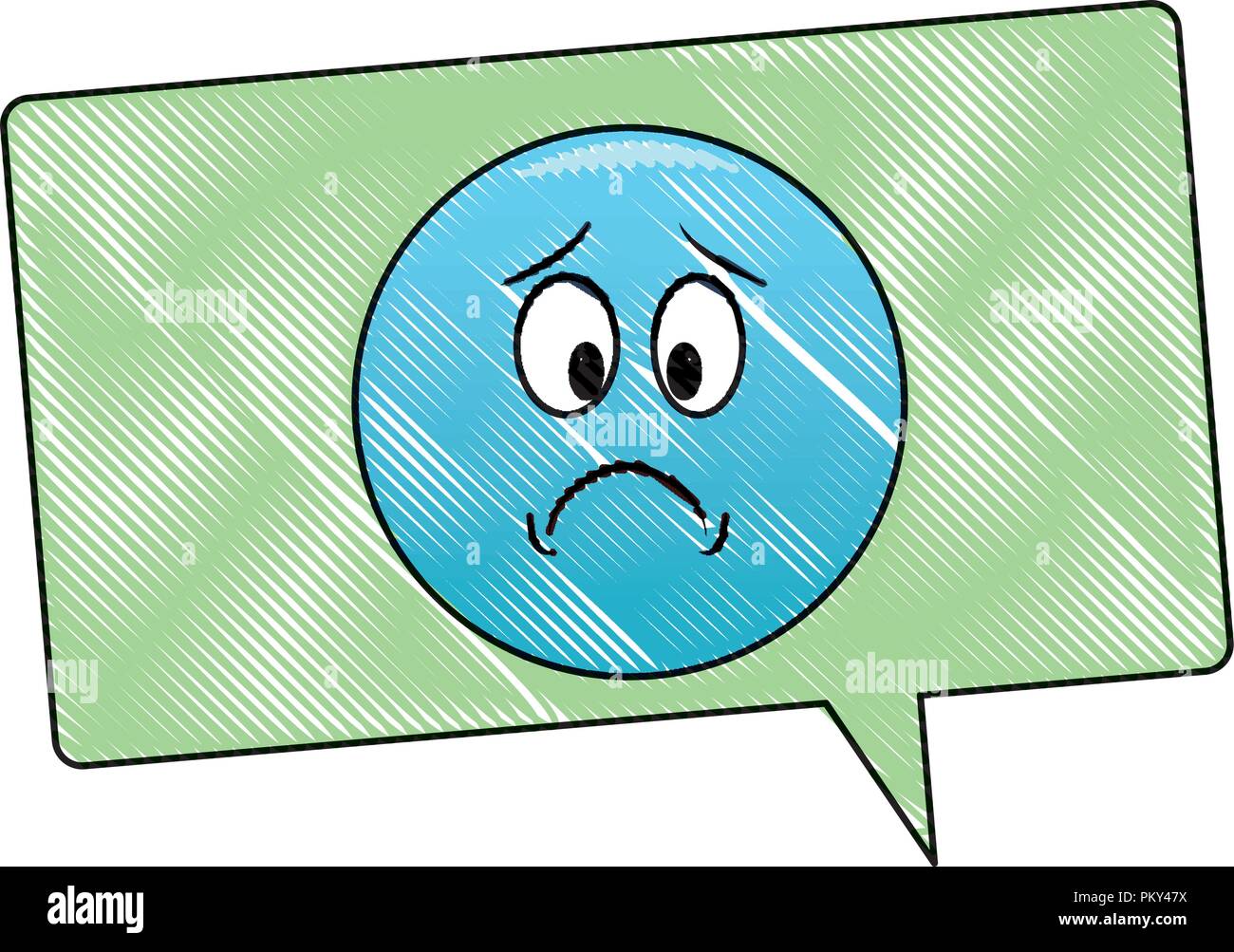 Sad emoticon in bubble scribble Stock Vector Image & Art - Alamy