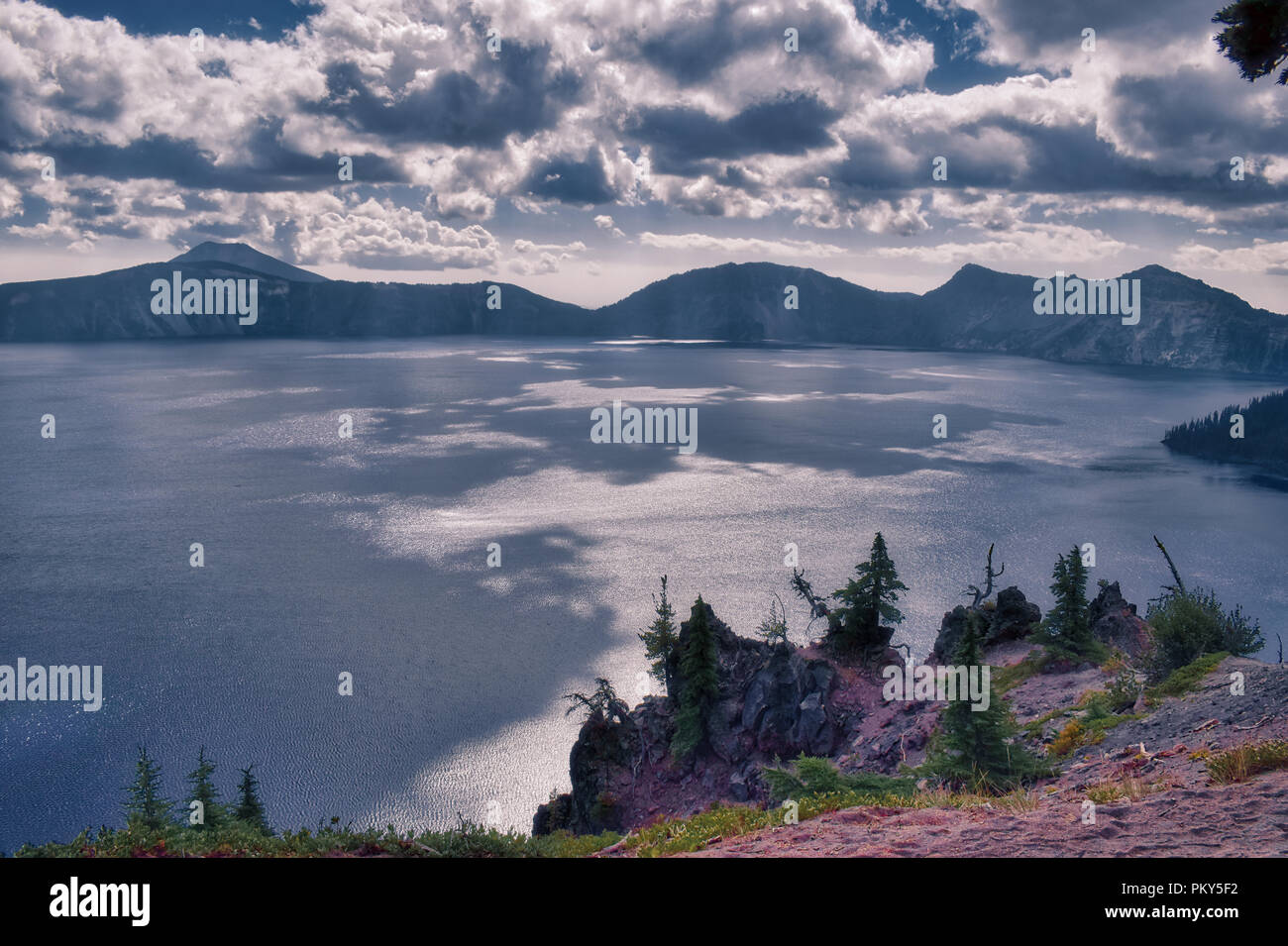 Crater Lake National Park on a cloudy fall day Stock Photo - Alamy
