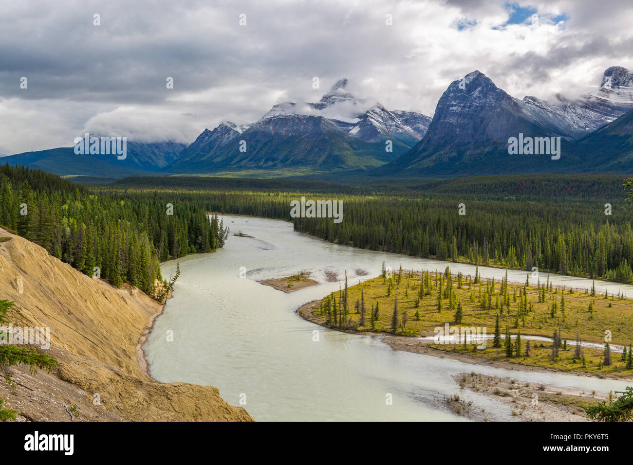 Lookout over Athabasca River Stock Photo - Alamy