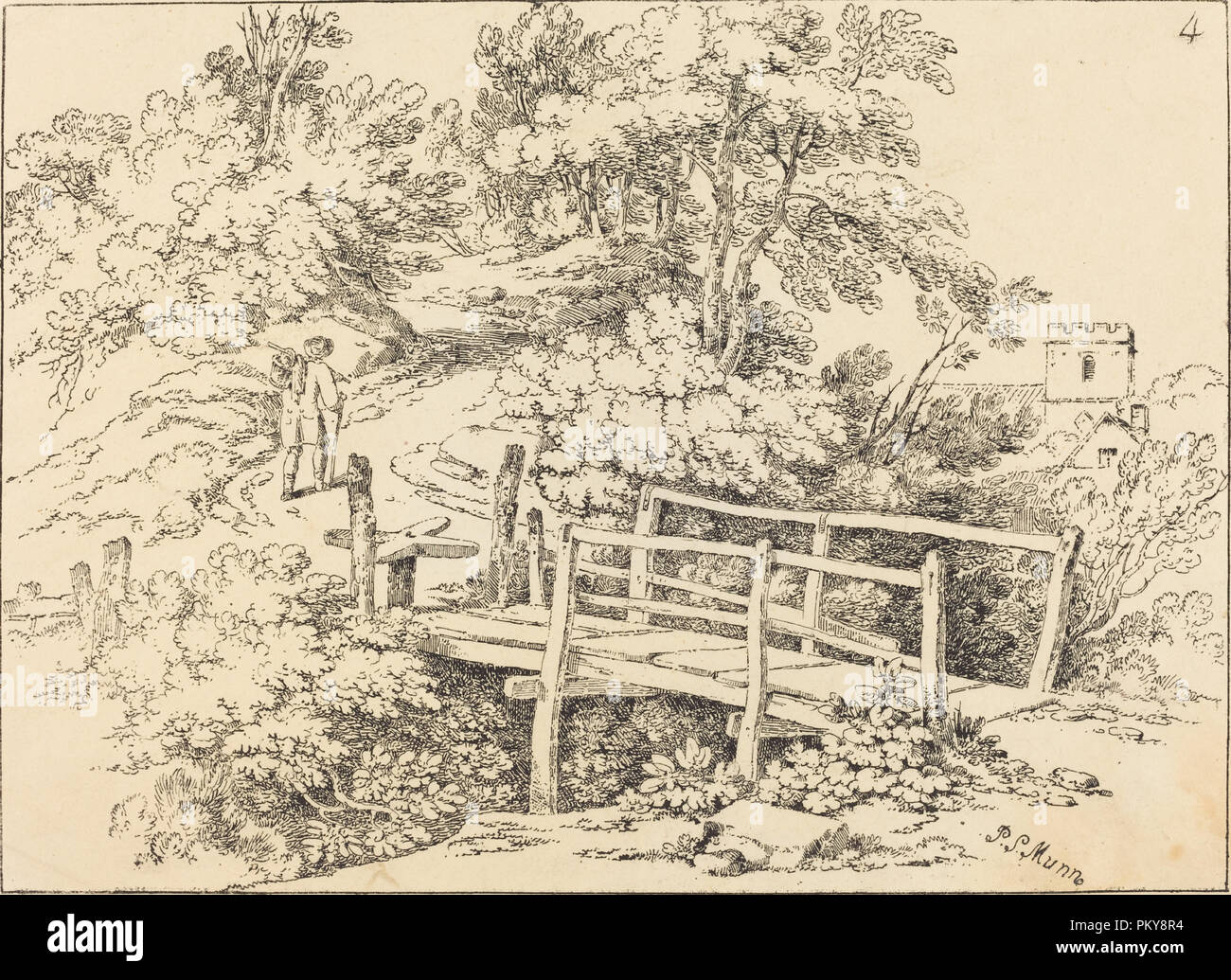 Country Footbridge (The Traveller). Dated: c. 1810. Medium: pen and ...