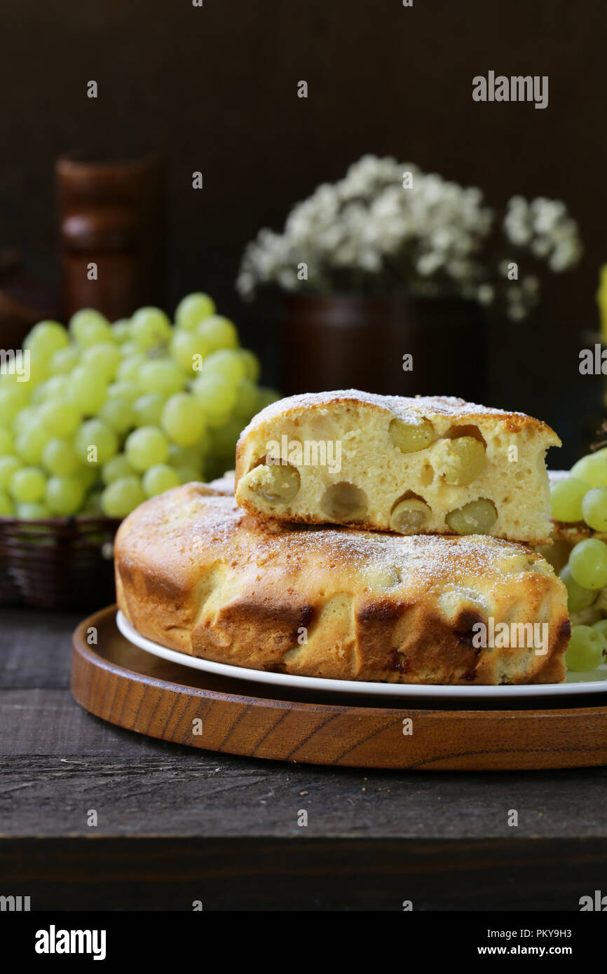 homemade pie cake biscuit with white fresh grapes Stock Photo - Alamy