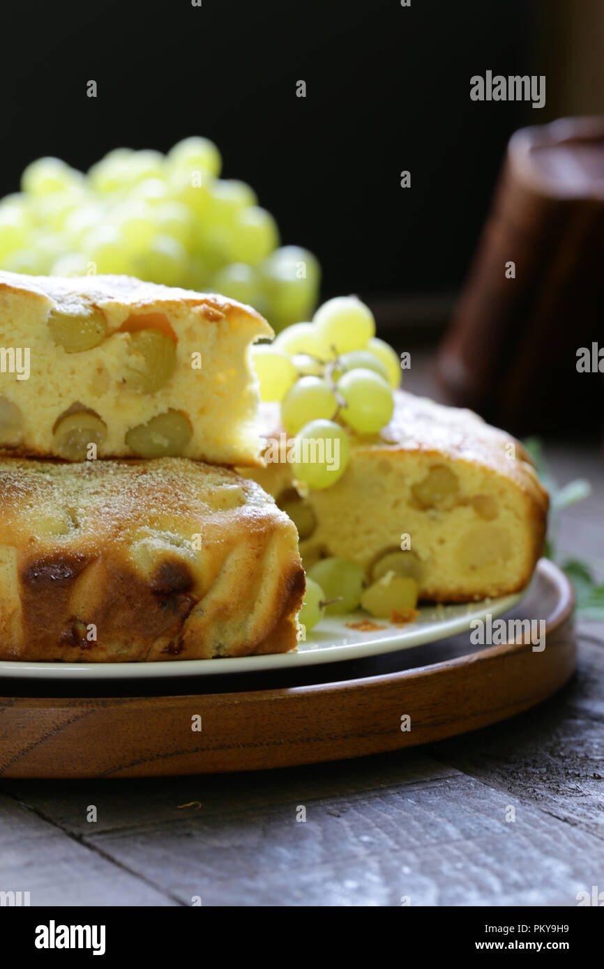 homemade pie cake biscuit with white fresh grapes Stock Photo - Alamy