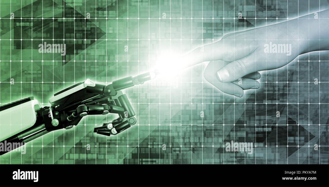 Merging Man and Technology Together Engineering Concept Stock Photo - Alamy