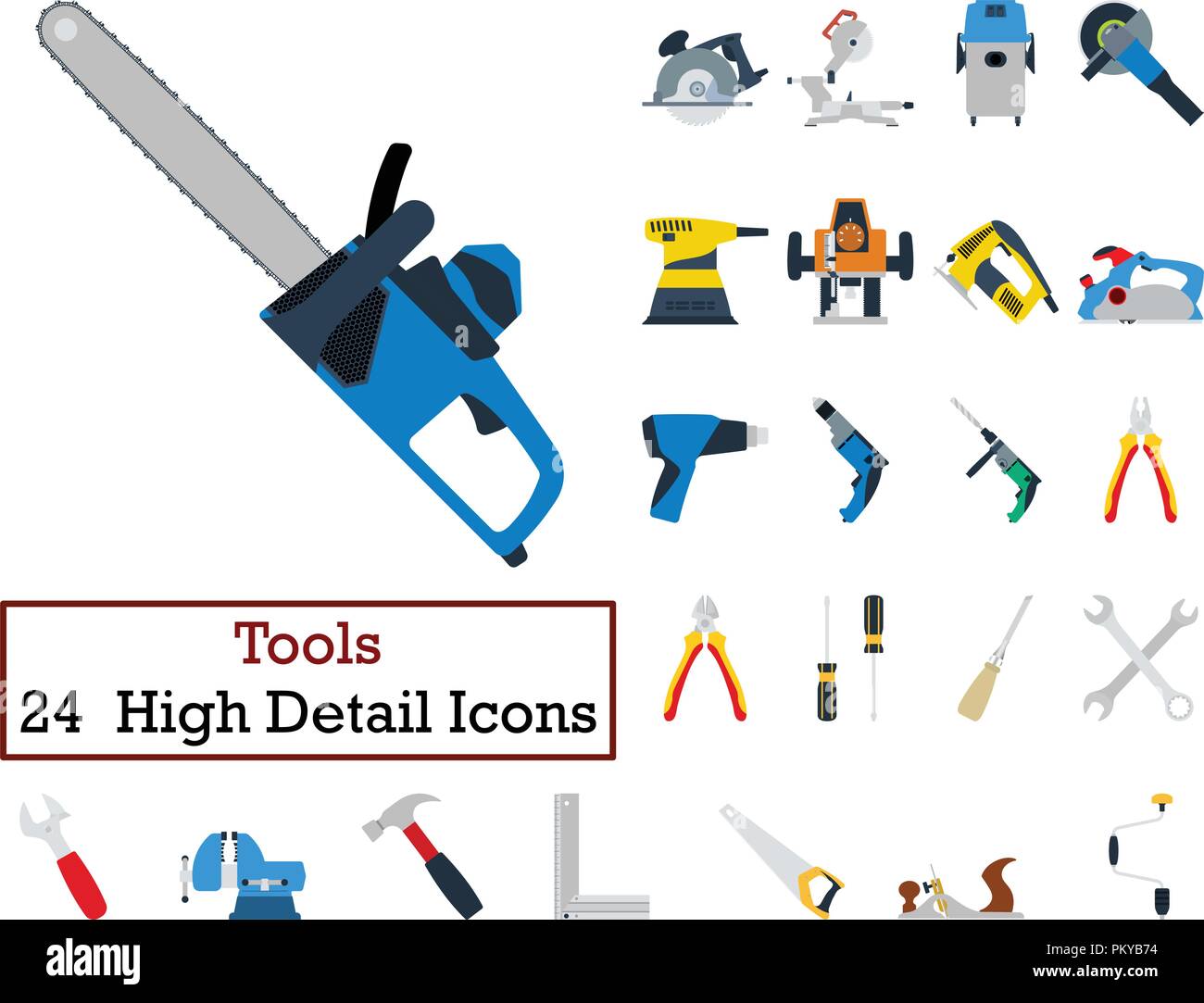 Set of 24 Tools Icons. Flat color design. Vector illustration Stock ...