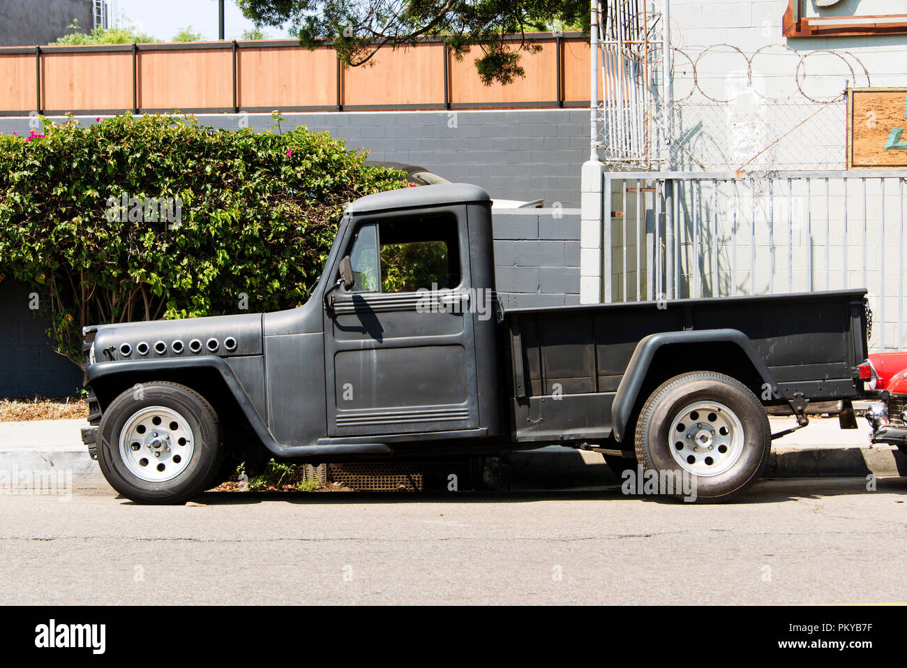 A view of a classic vintage pick up truck car in the street in LA Stock ...