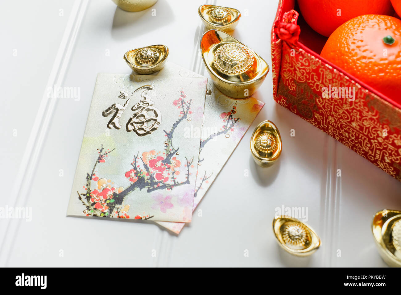 Chinese New year,red envelope packet (ang pow) and red felt fabric bag ...