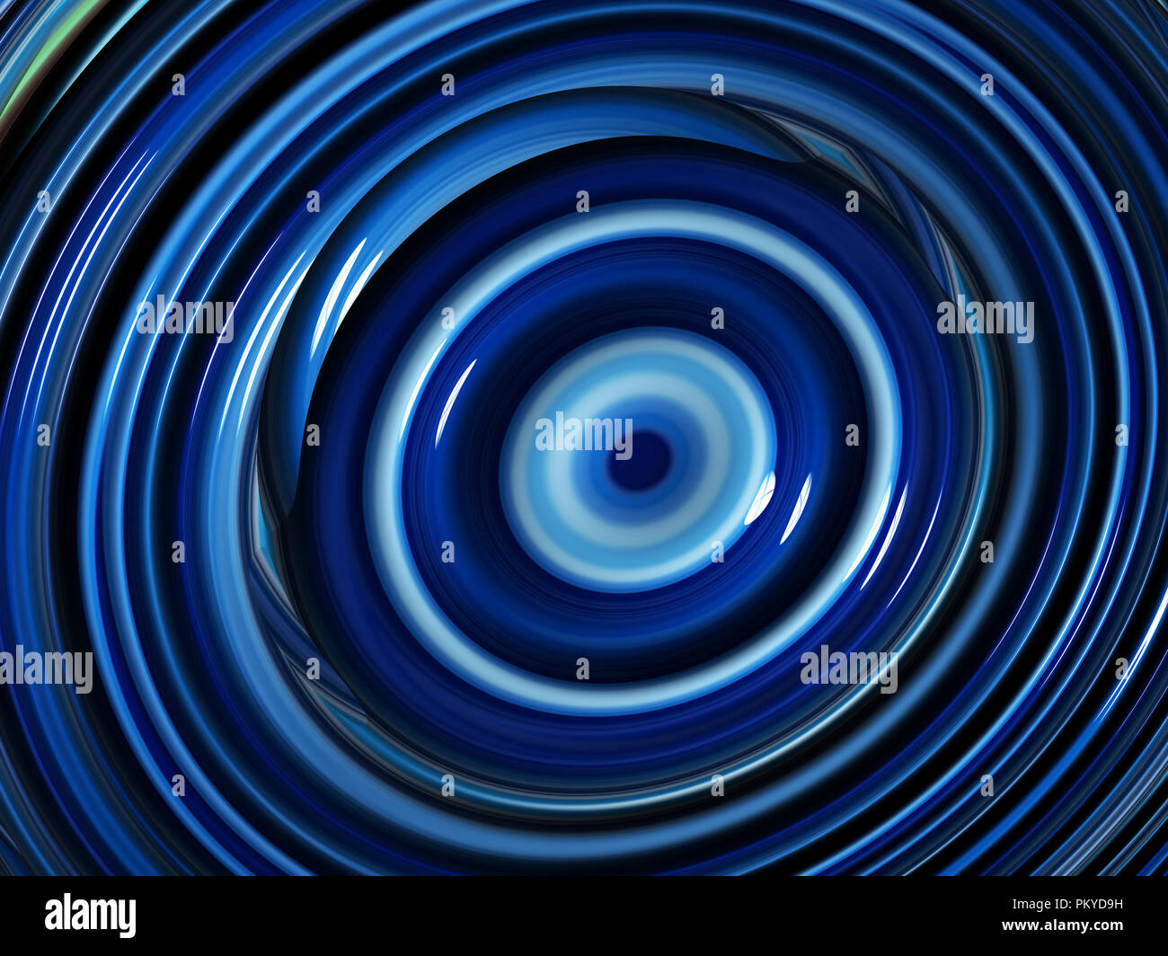 Modern digital fractal in beautiful shades of blue creating 3d circular ...