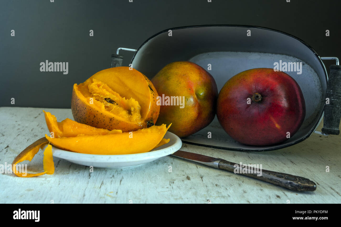 still life with mango fruits. food. vintage. retro Stock Photo - Alamy