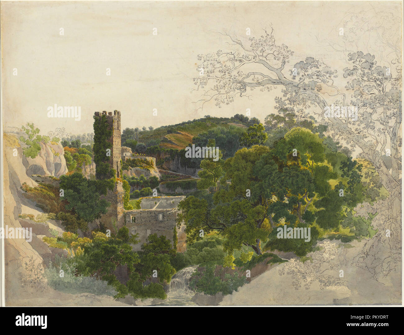Ruins of a Fortified Tower among Wooded Hills. Dated: 1816/1821 ...
