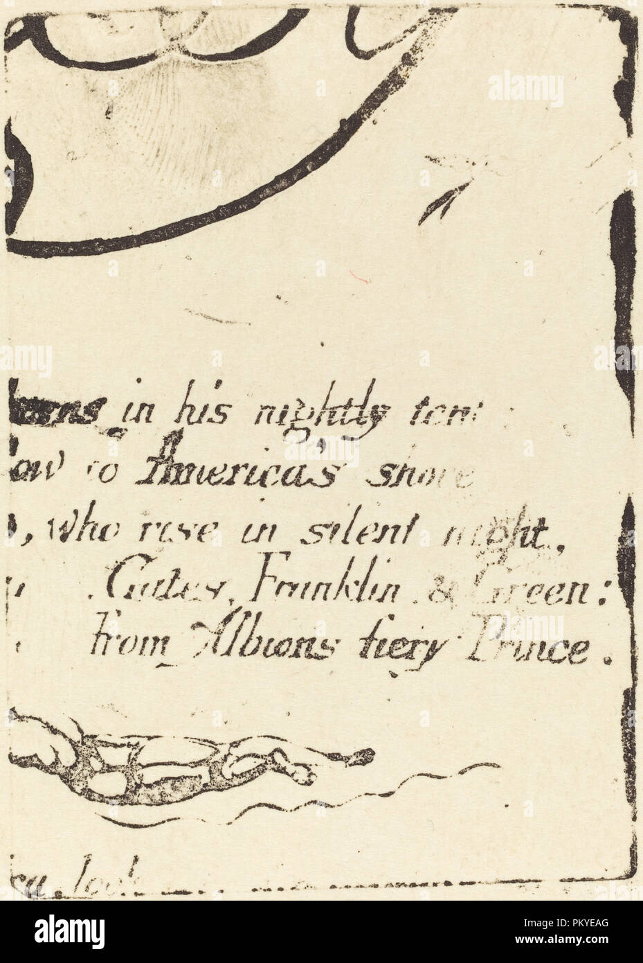 Restrike from fragment of cancelled plate for"A Prophecy". Dated: 1793 ...