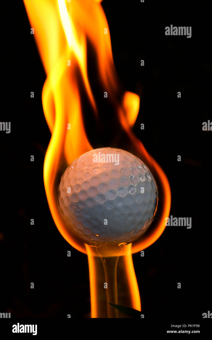Golf Balls Active, one image on fire Stock Photo - Alamy