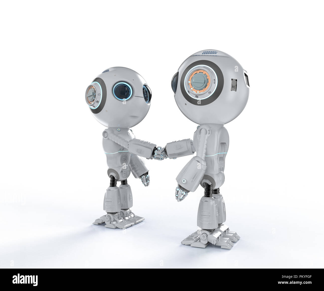 3d rendering mini robot hand shake with another robot Stock Photo - Alamy