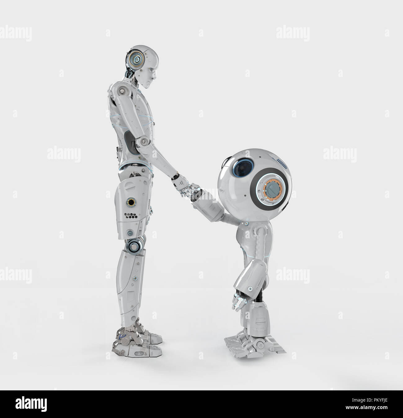3d rendering mini robot hand shake with another robot Stock Photo - Alamy